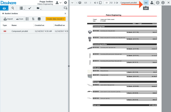 Tip: Splitting a PDF Document in DocuWare Viewer